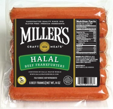 Halal Certified Beef Franks 6" 8-1 (Two 5lb packs) – Miller's Craft Meats