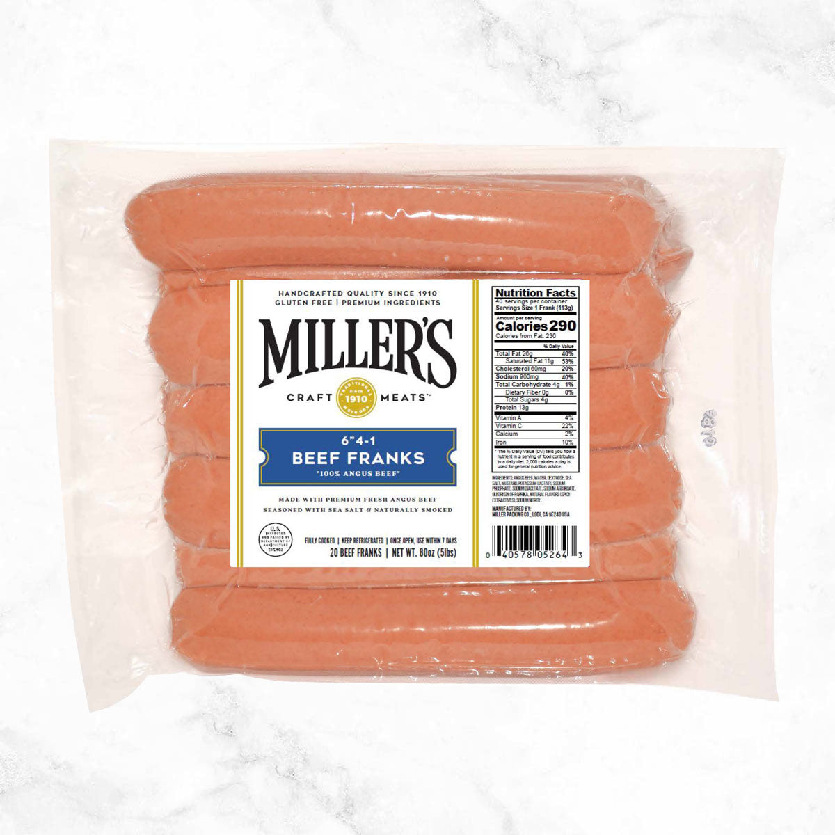 Angus Frank 6" 4-1 (Two 5lb packs) – Miller's Craft Meats
